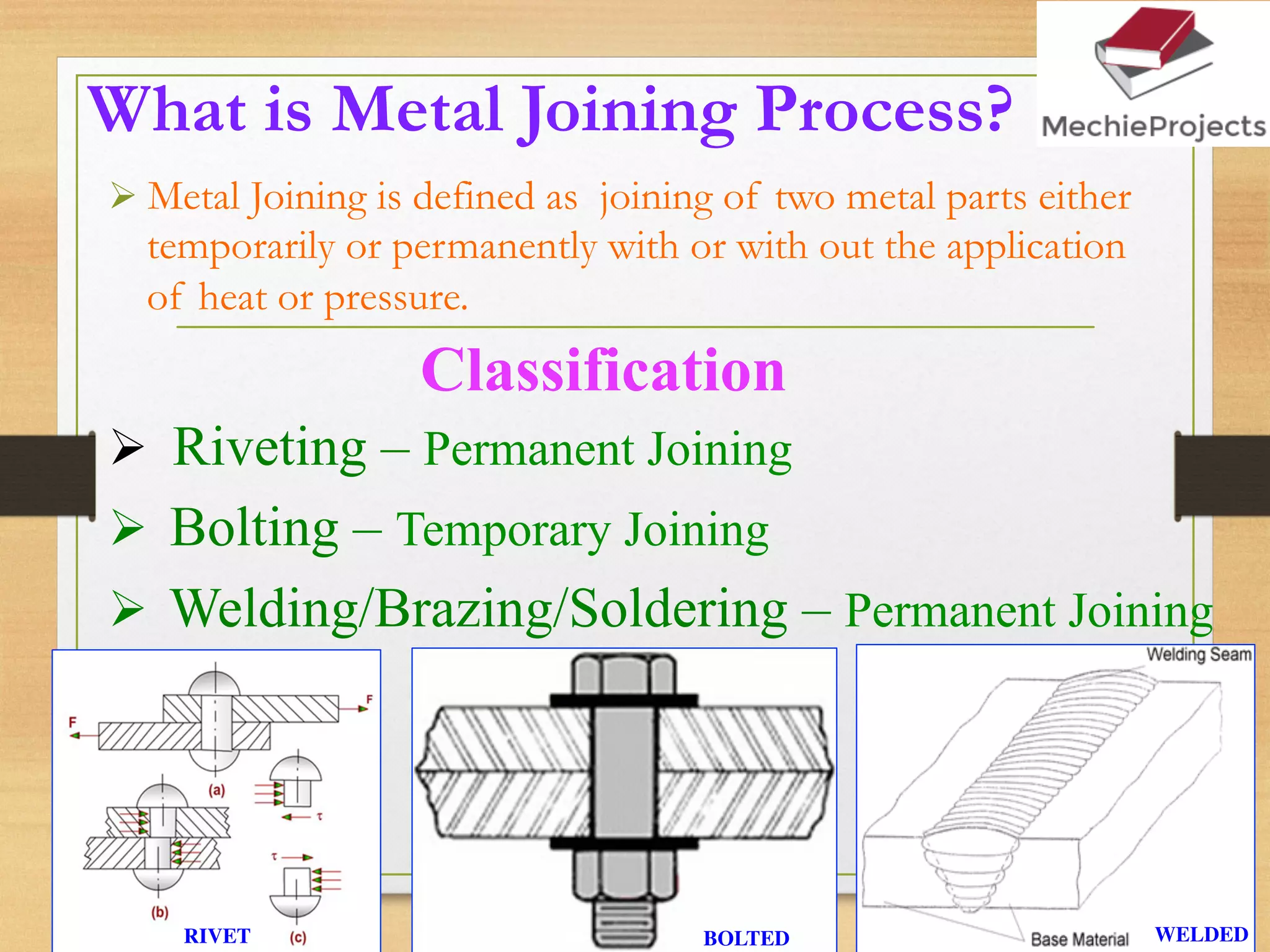 Metal Joining Processes: Welding, Riveting, Bolting, Brazing, Soldering | PDF