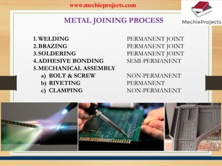 Metal Joining Processes: Welding, Riveting, Bolting, Brazing, Soldering | PDF