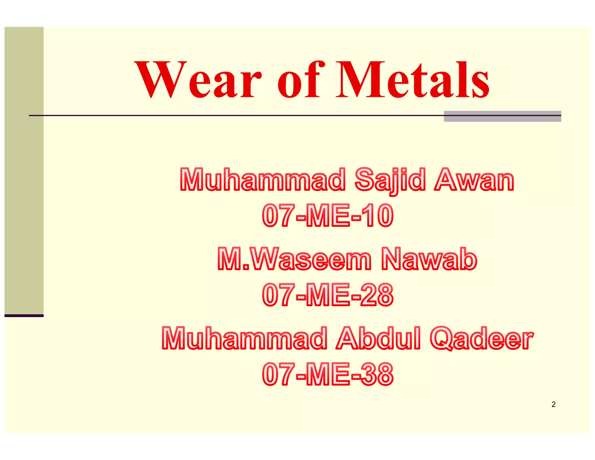 Wear of Metals | PDF