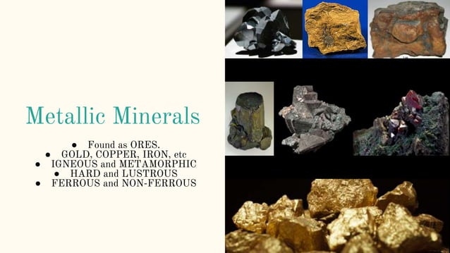 Metallic and Non-Metallic Minerals | PPTX | Chemistry | Science