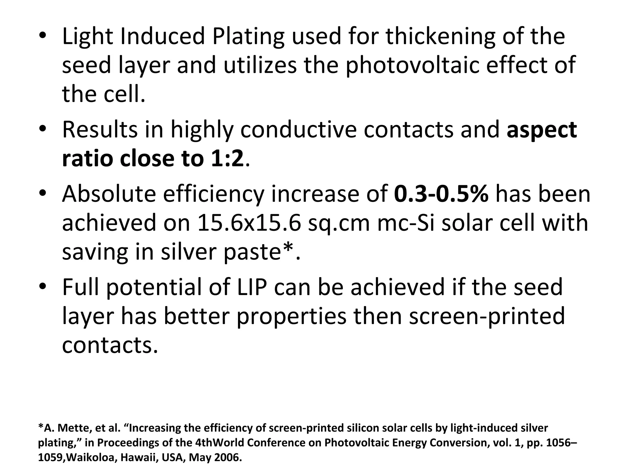 Metallization techniques for high efficiency solar cells | PPT