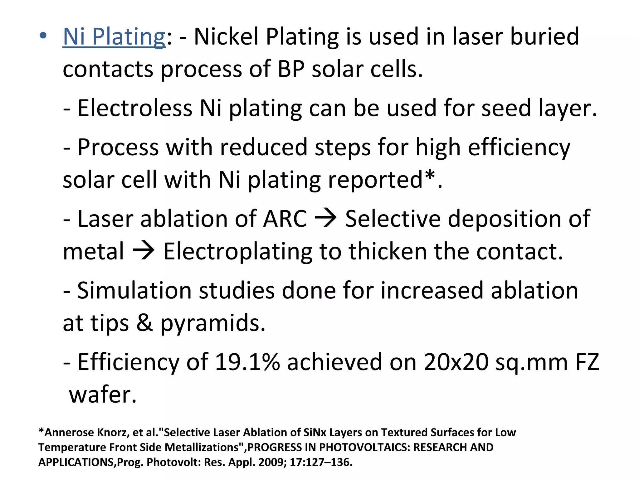Metallization techniques for high efficiency solar cells | PPT