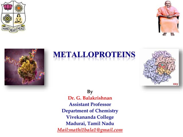 Metalloproteins .pptx | Chemistry | Science