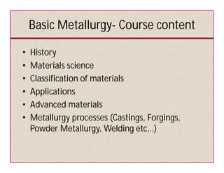 Metallurgy courses | PDF
