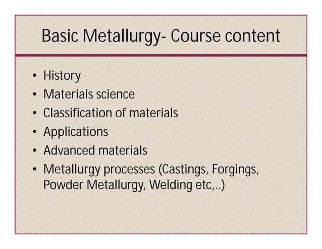 Metallurgy courses | PDF