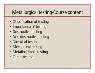 Metallurgy courses | PDF