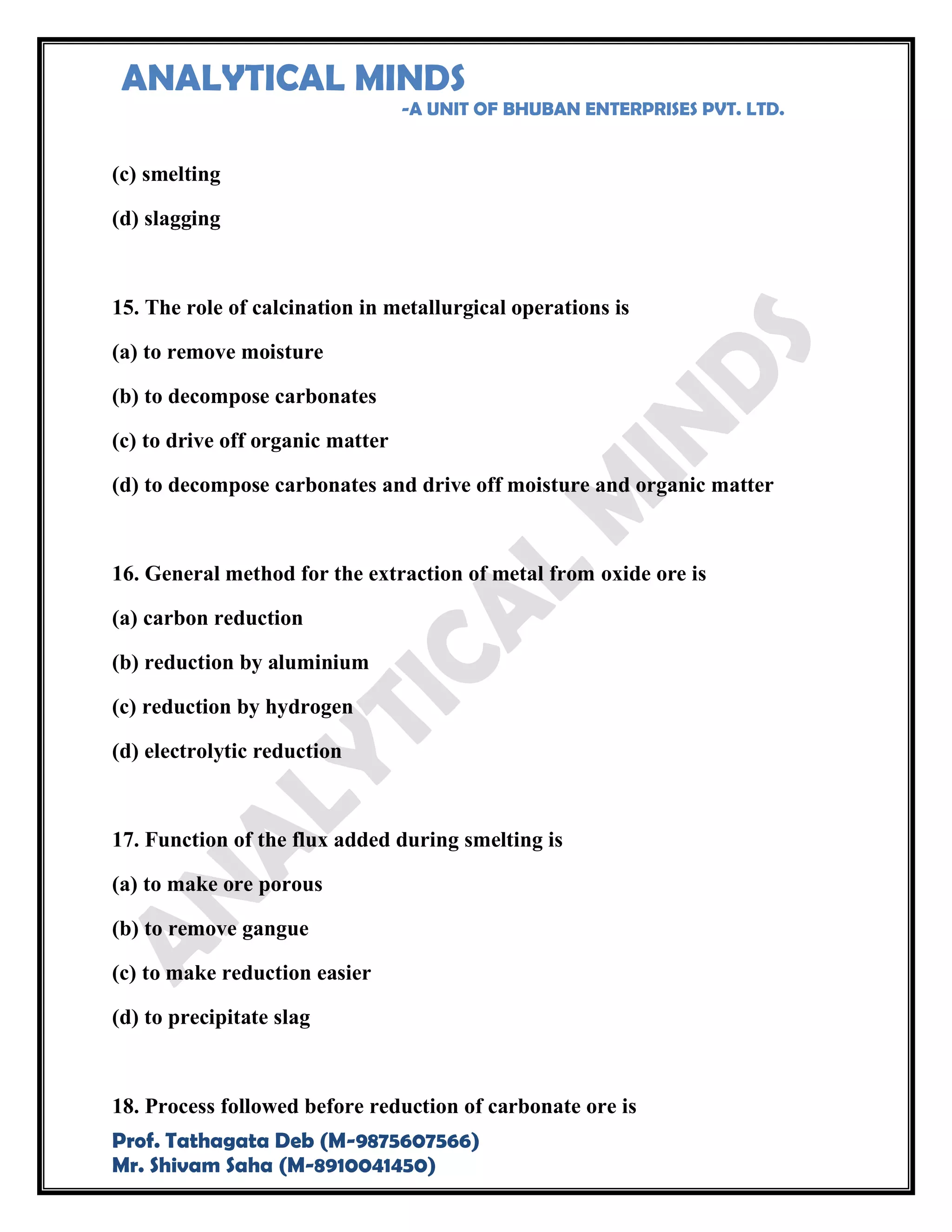 Metallurgy MCQ | PDF
