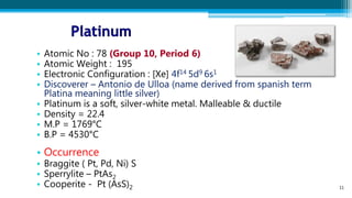 Metallurgy of Palladium and Platinum by Dr Julekha A. Shaikh | PPTX