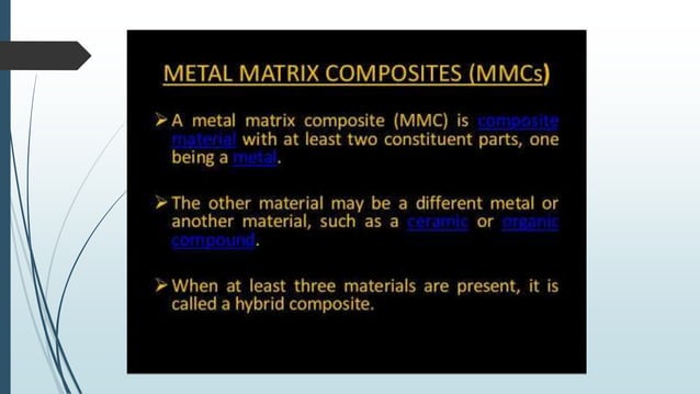Metal matrix composites | PPTX | Chemistry | Science