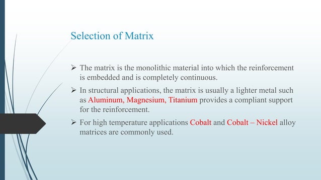 Metal matrix composites | PPTX | Chemistry | Science