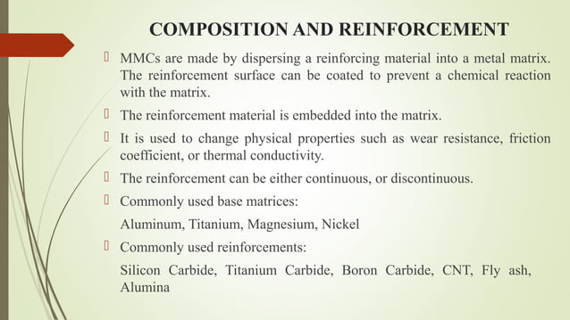 Metal matrix composites (mmc) | PPT | Chemistry | Science