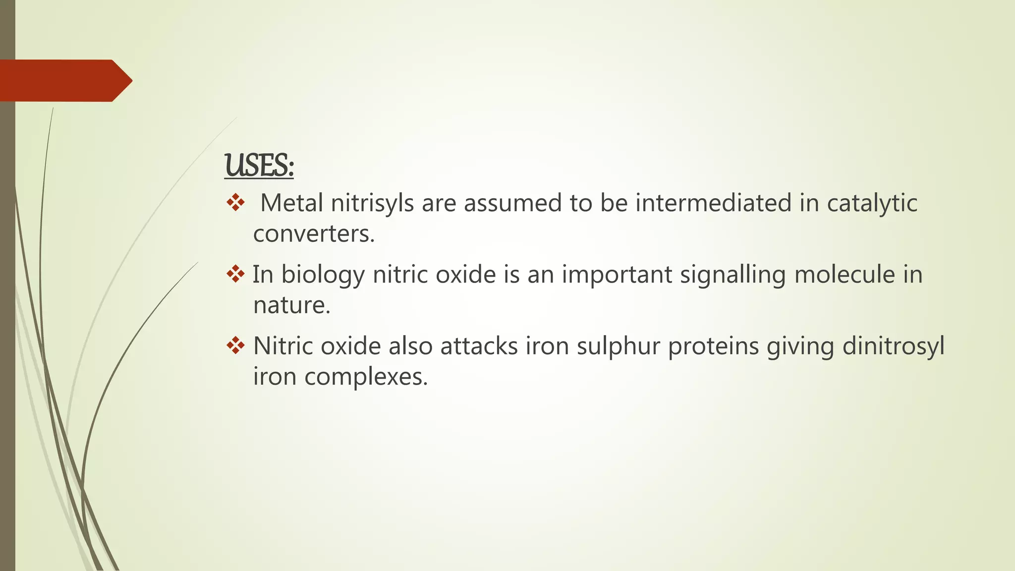 Metal nitrosyls and their derivatives | PPTX