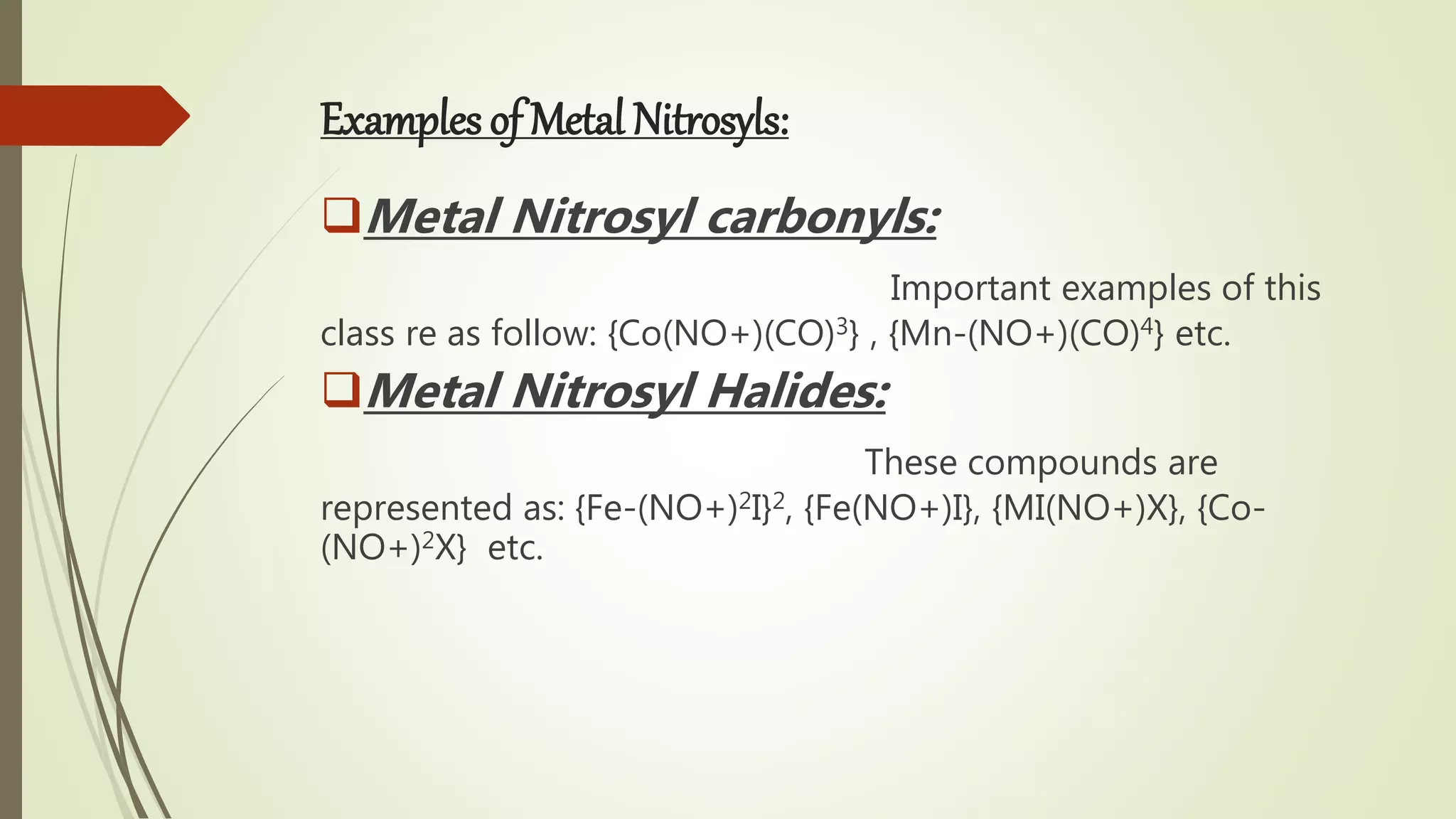 Metal nitrosyls and their derivatives | PPTX