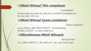 Metal nitrosyls and their derivatives | PPTX