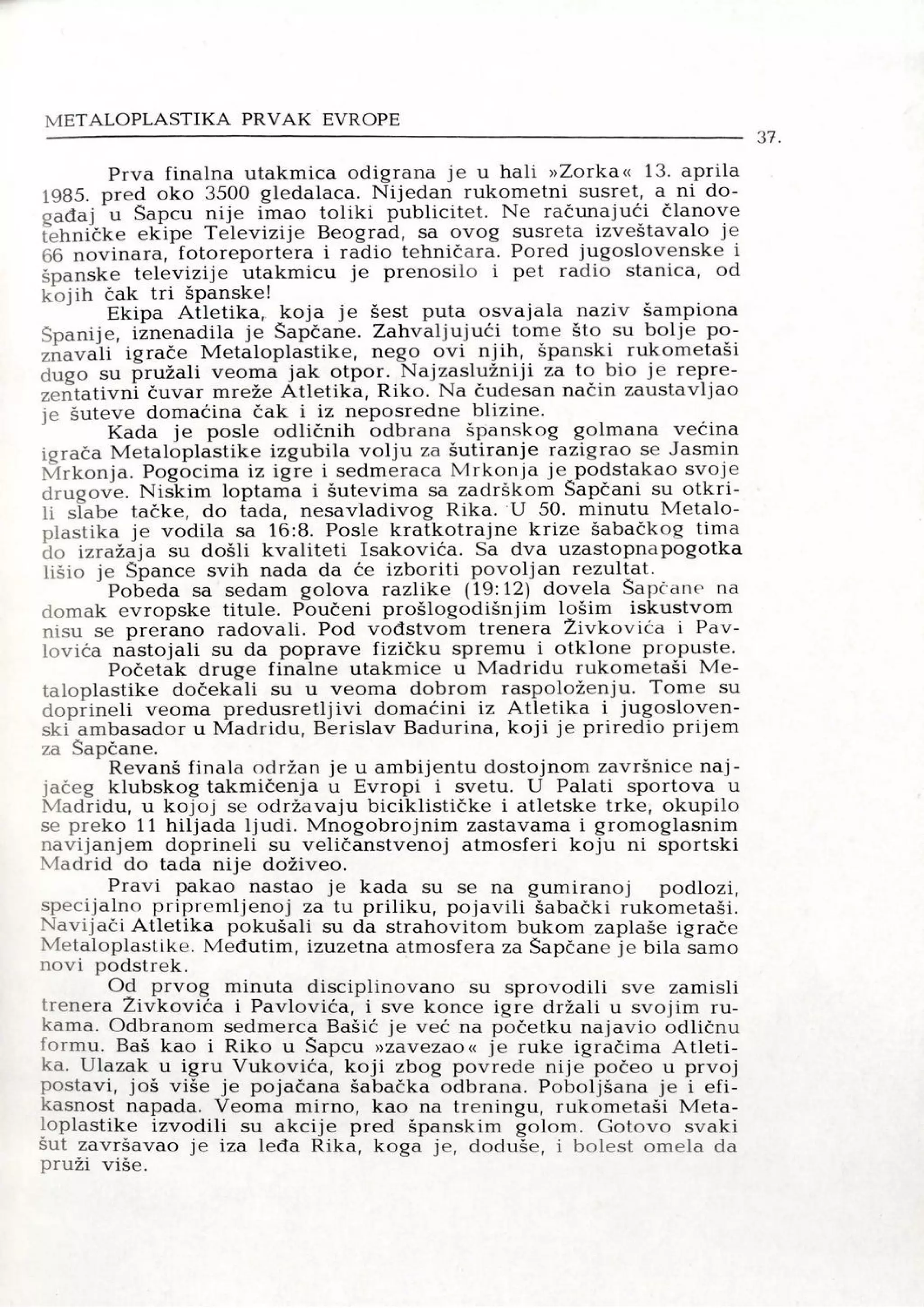 Metaloplastika prvak Evrope - 1985 | PDF