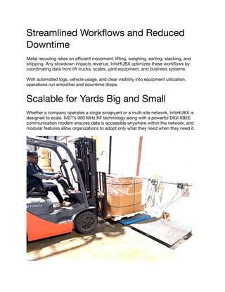 InfoHUBX Application in Metal Recycling, Forklift Onboard Weighing ...