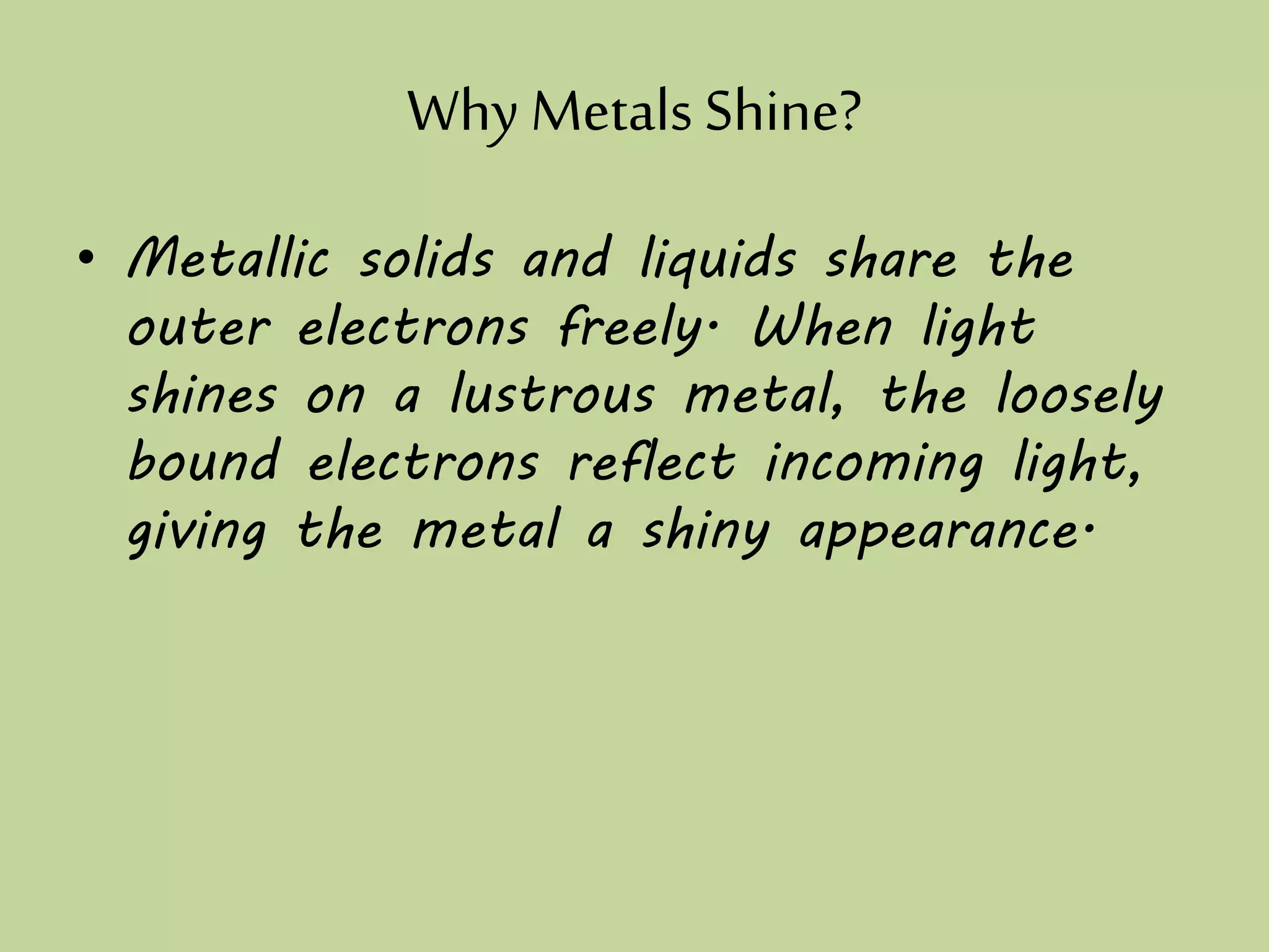 Metals | PPTX | Chemistry | Science