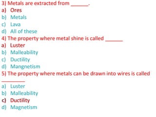 Metals Questions | PDF
