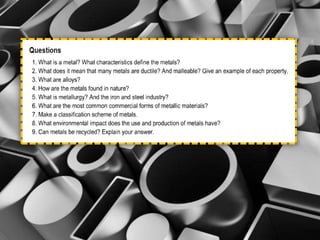 Metals intro | PPTX | Metals Industry | Industries