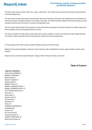 Metals & Mining in Europe | PDF