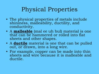 Metals 1 | PPT | Chemistry | Science