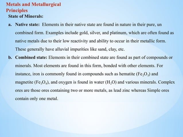 Metals and Metallurgical Principles.pptx | Chemistry | Science
