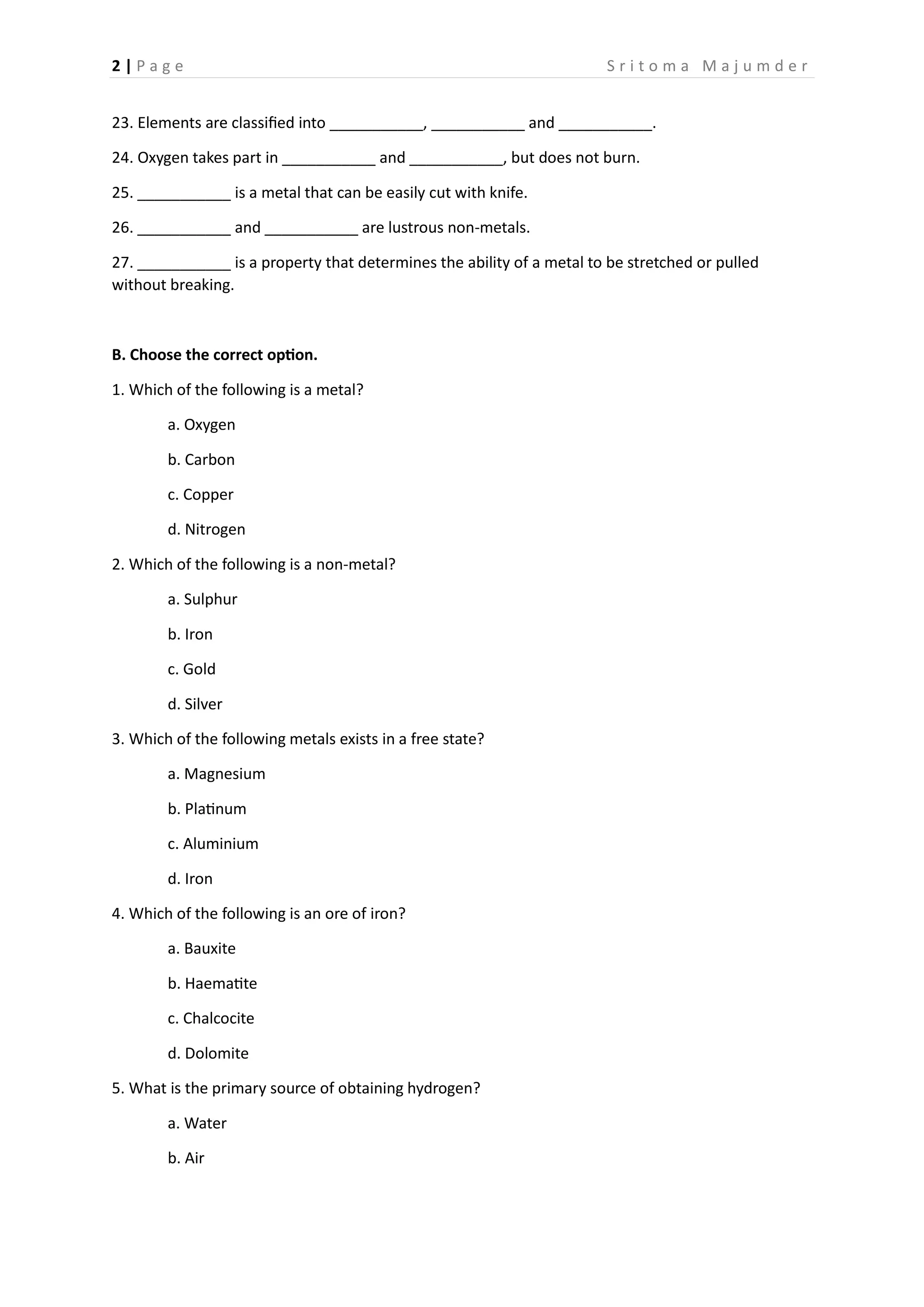 CBSE - Grade 8 - Science - Chemistry - Metals and Non Metals ...