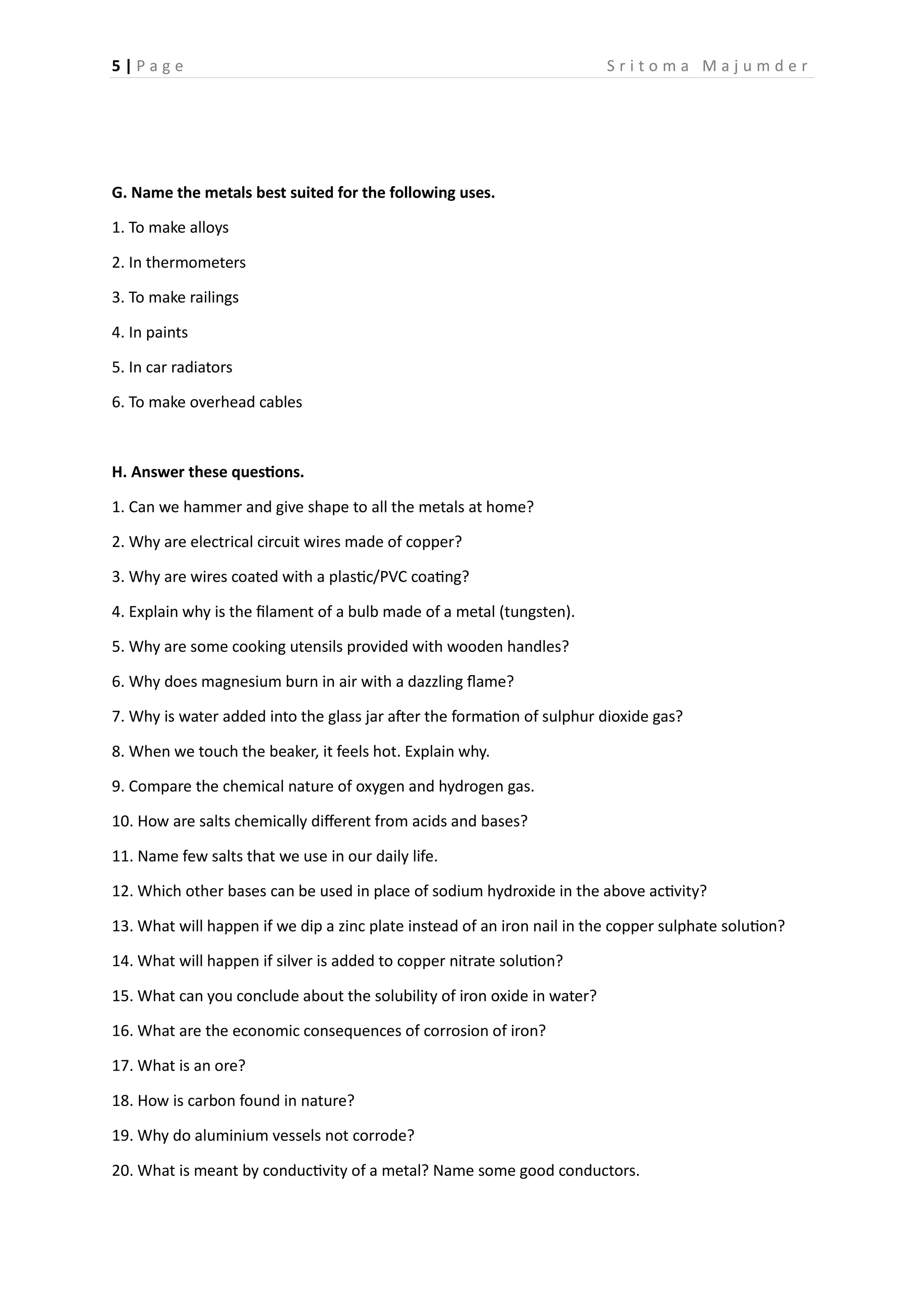 CBSE - Grade 8 - Science - Chemistry - Metals and Non Metals ...