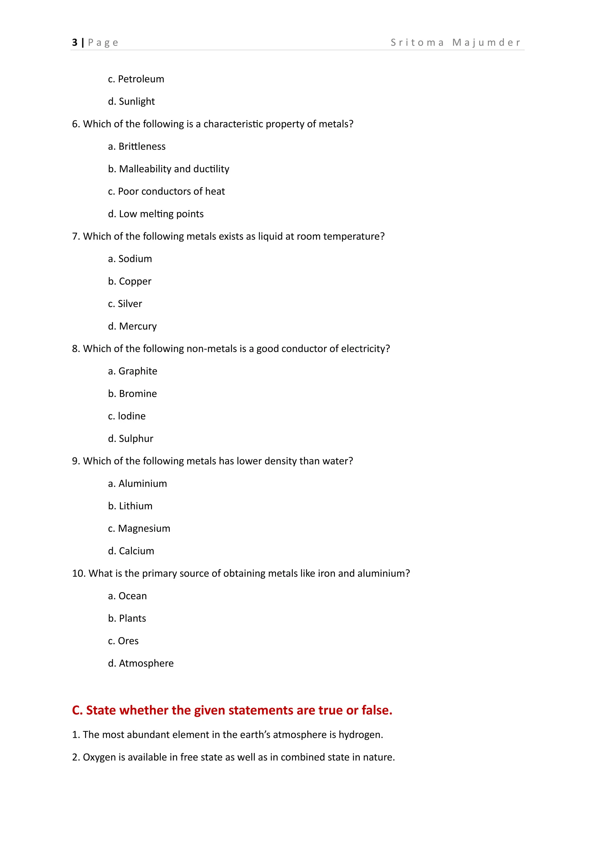 CBSE - Grade 8 - Chemistry - Metals and Non Metals - Neptune Science ...
