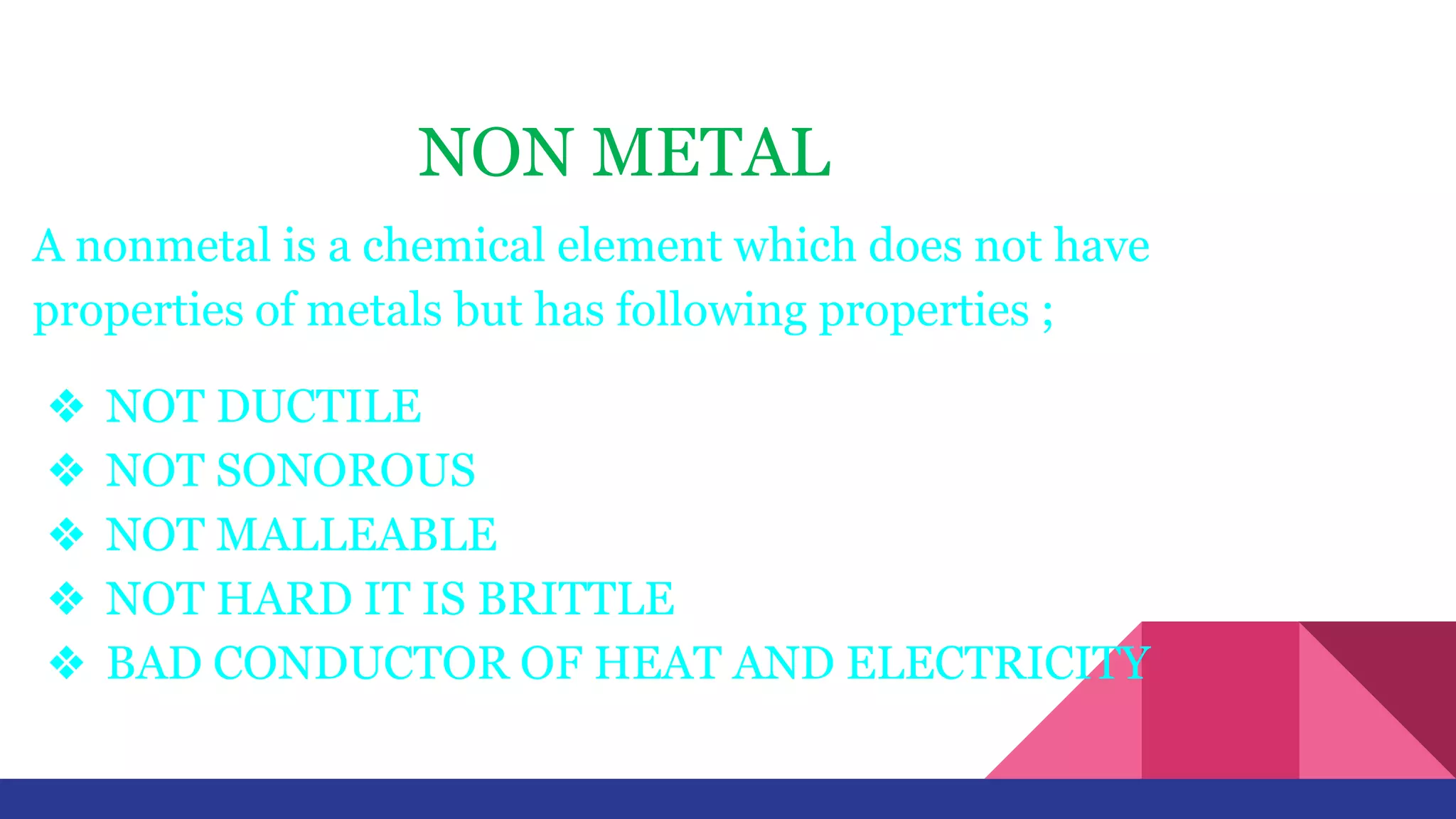 Metals and non metals For class 8 | PPTX