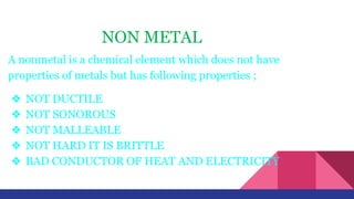 Metals and non metals For class 8 | PPTX