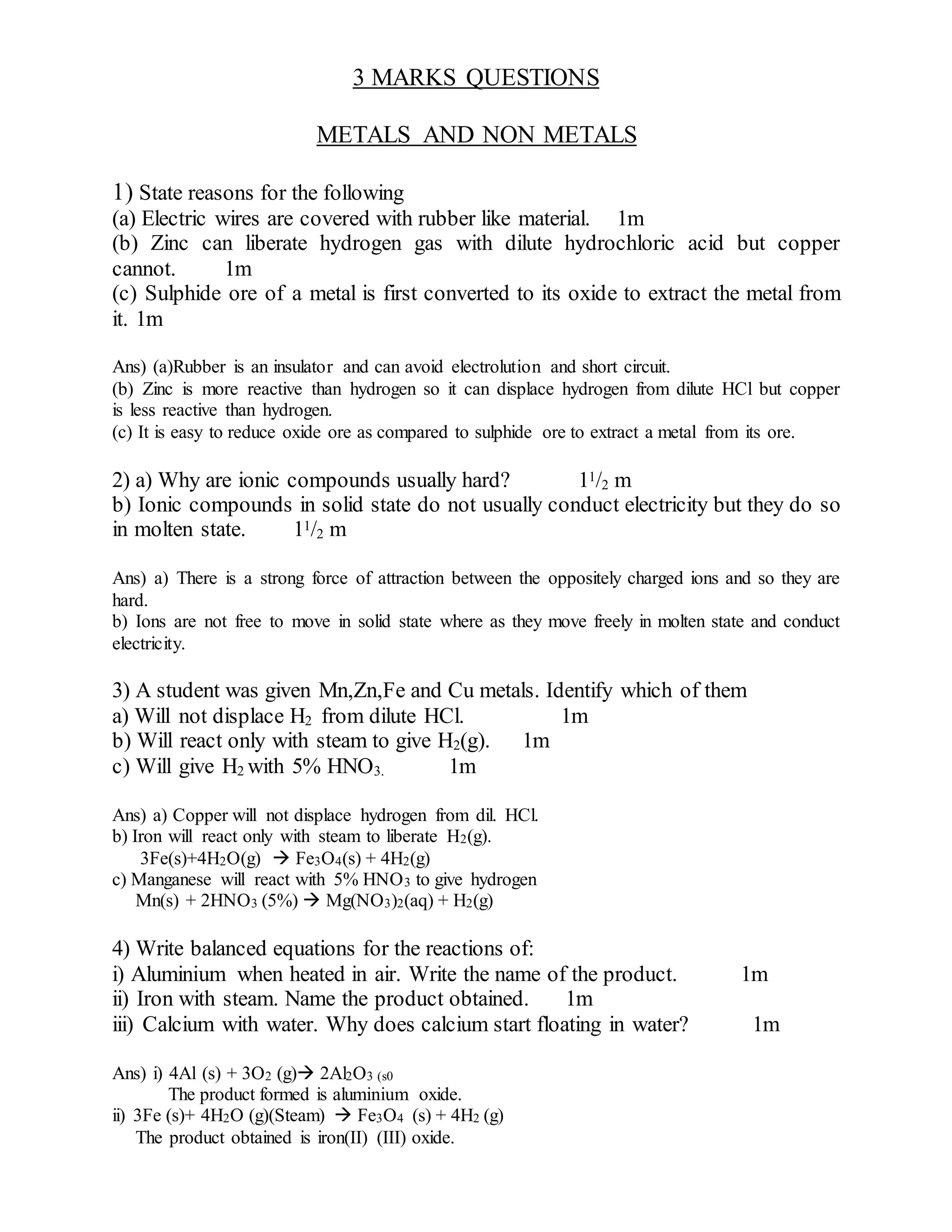 CLASS X SCIENCE STUDY MATERIAL | DOCX | Chemistry | Science