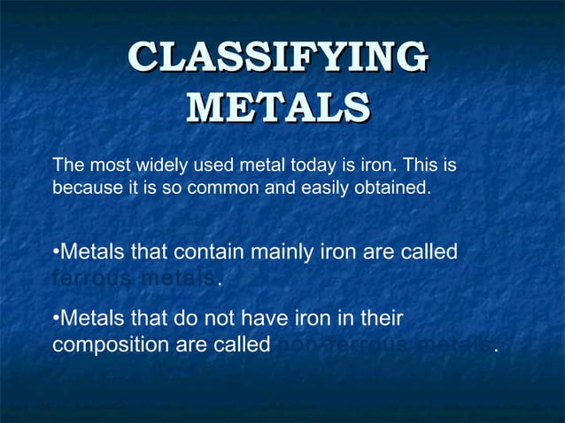 Metals classification | PPT | Chemistry | Science