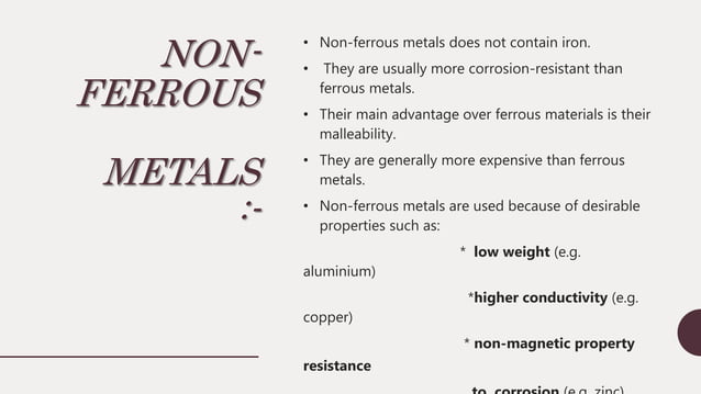 Metals (non-ferrous) | PPTX | Chemistry | Science
