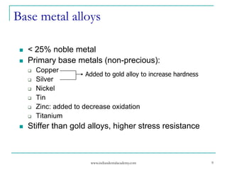 Metals in dentistry /certified fixed orthodontic courses by Indian dental academy | PPT