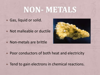 Metals, non metals and metalloids | PPTX