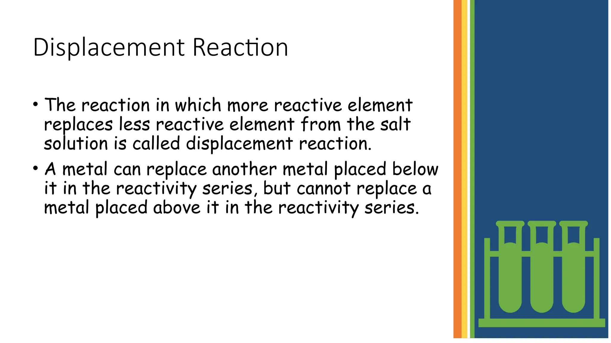 Metals & Non -metals displacement examples for displacement reactions reaction.pptx