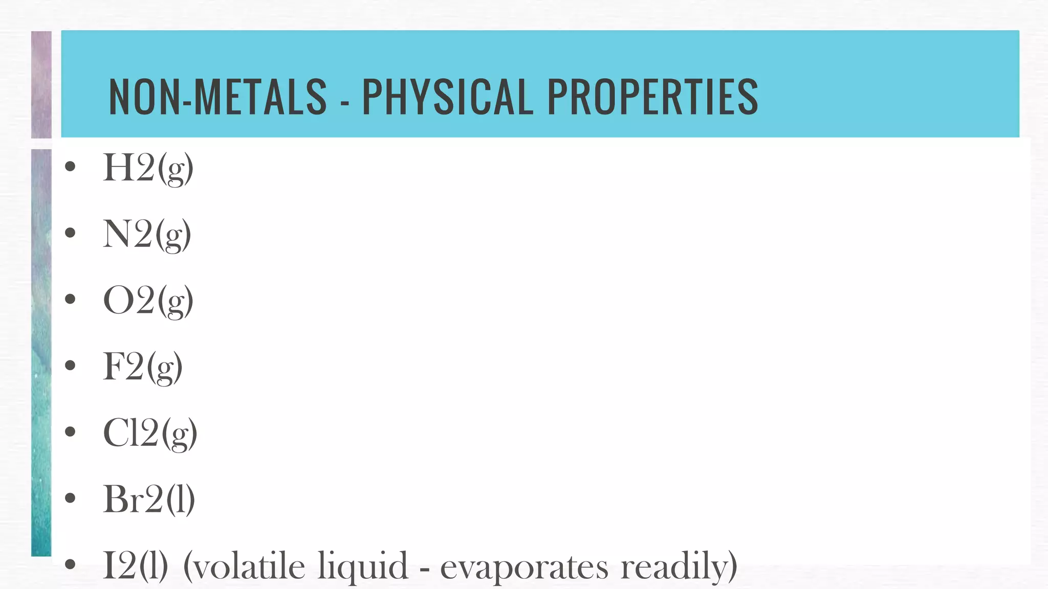 Metals, Non metals & gases | PPTX