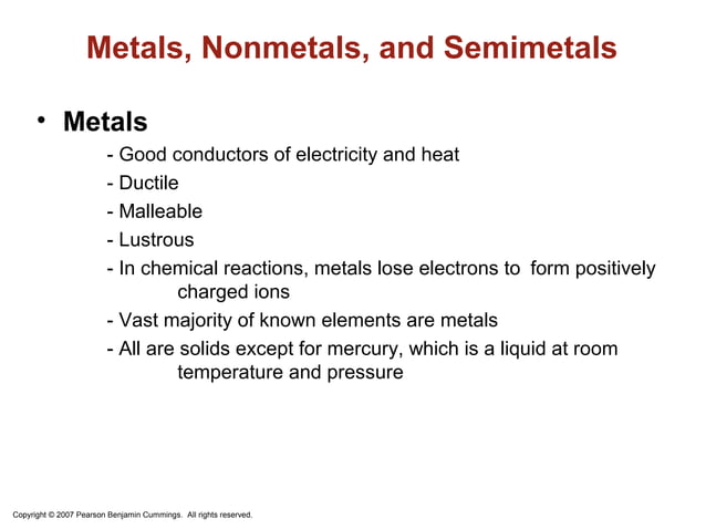 Metals, nonmetals, metalloids | PPT