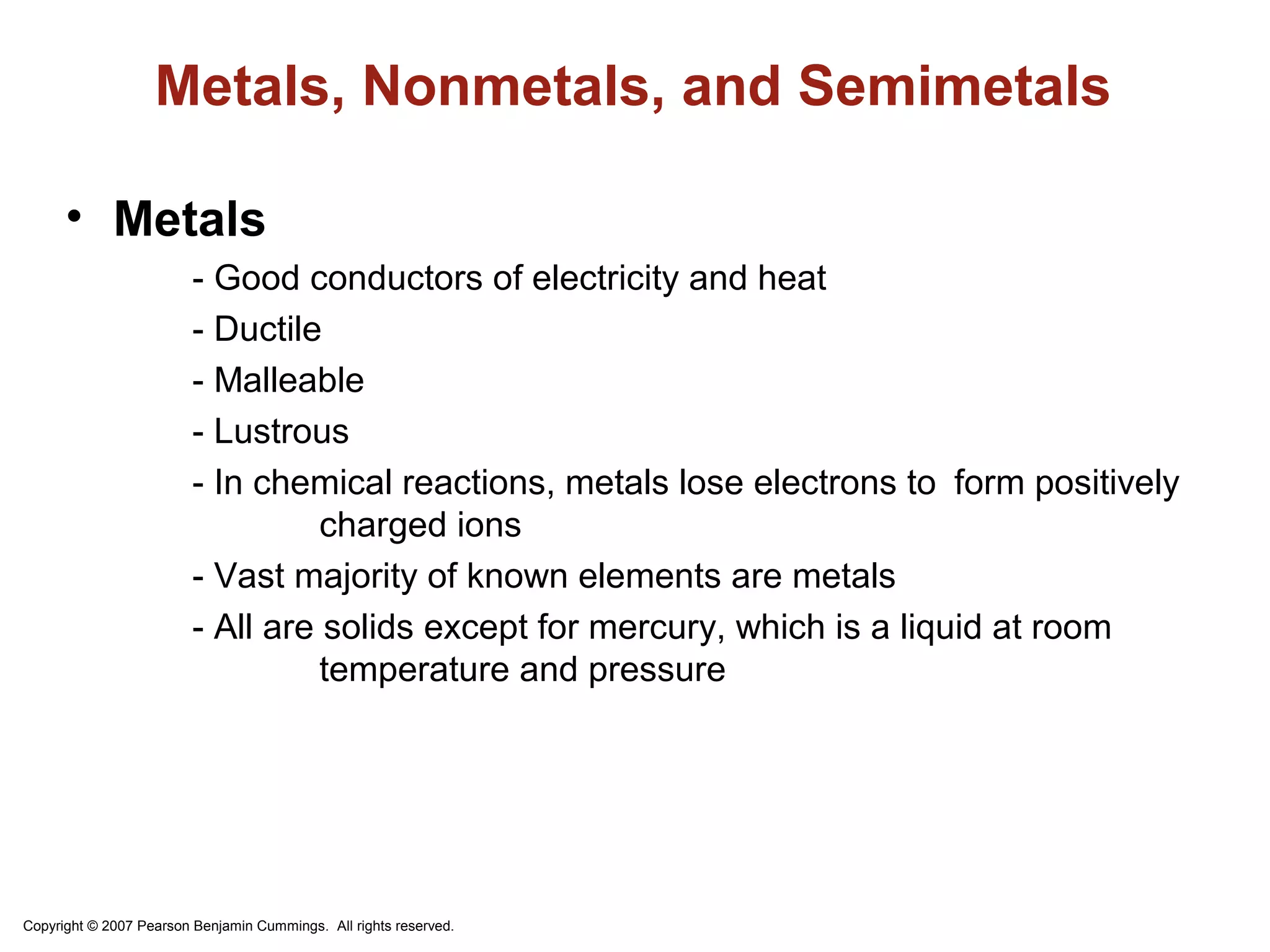 Metals, nonmetals, metalloids | PPT