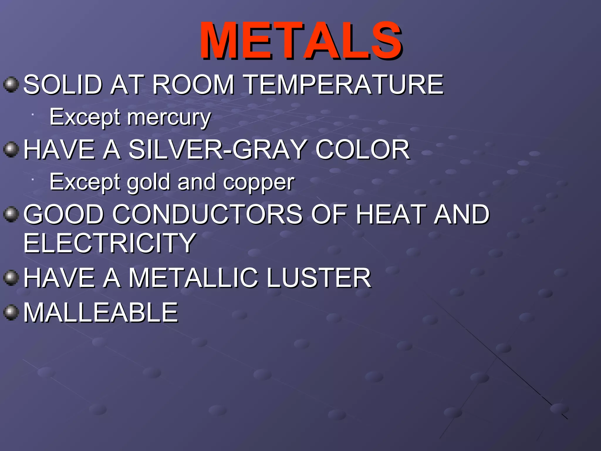 Metals Nonmetals and Metalloids | PPT | Chemistry | Science
