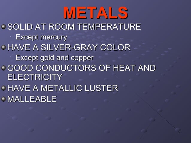 Metals Nonmetals and Metalloids | PPT | Chemistry | Science