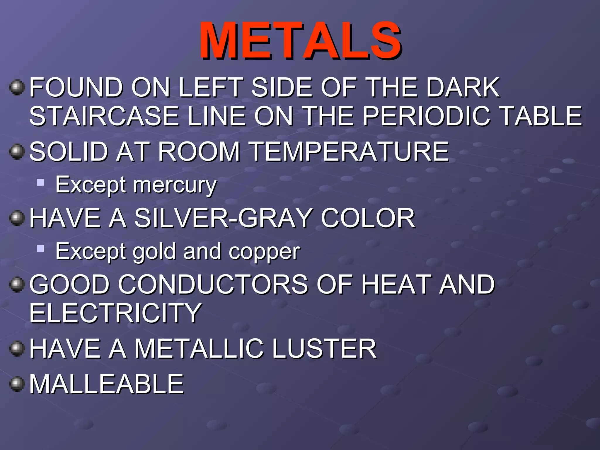 Metals Nonmetals metalloids | PPT