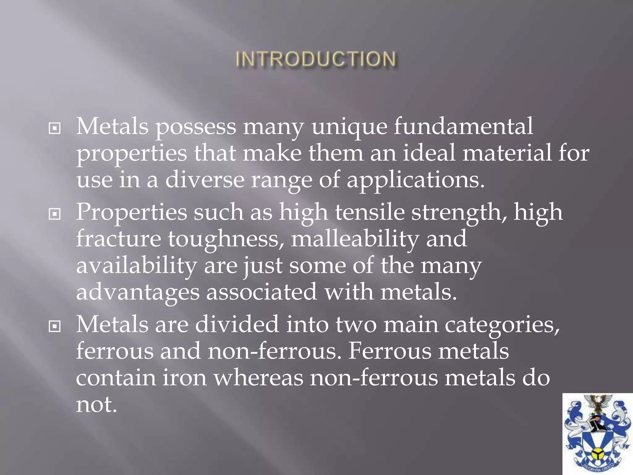 Metals of industrial importance | PPTX | Chemistry | Science