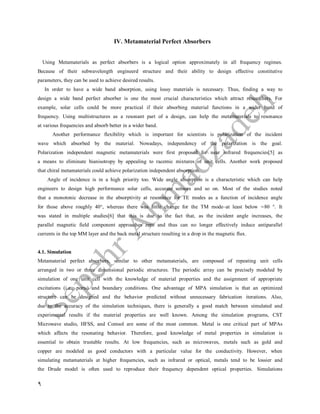Using Metamaterial as Optical Perfect Absorber | PDF | Physics | Science