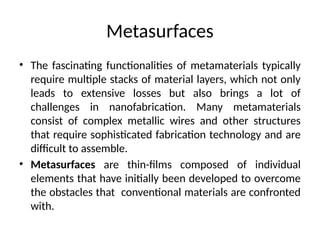 INTRODUCTION TO METAMATERIAL AND HOW THEY WORKS | PPTX