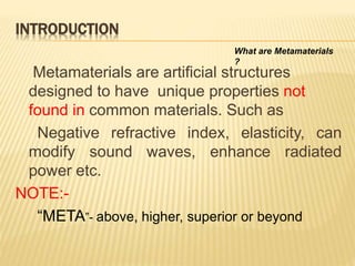 Metamaterials, A great achievement of material science | PPTX