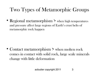 Metamorphic rocks power point 2011acloutier | PPT
