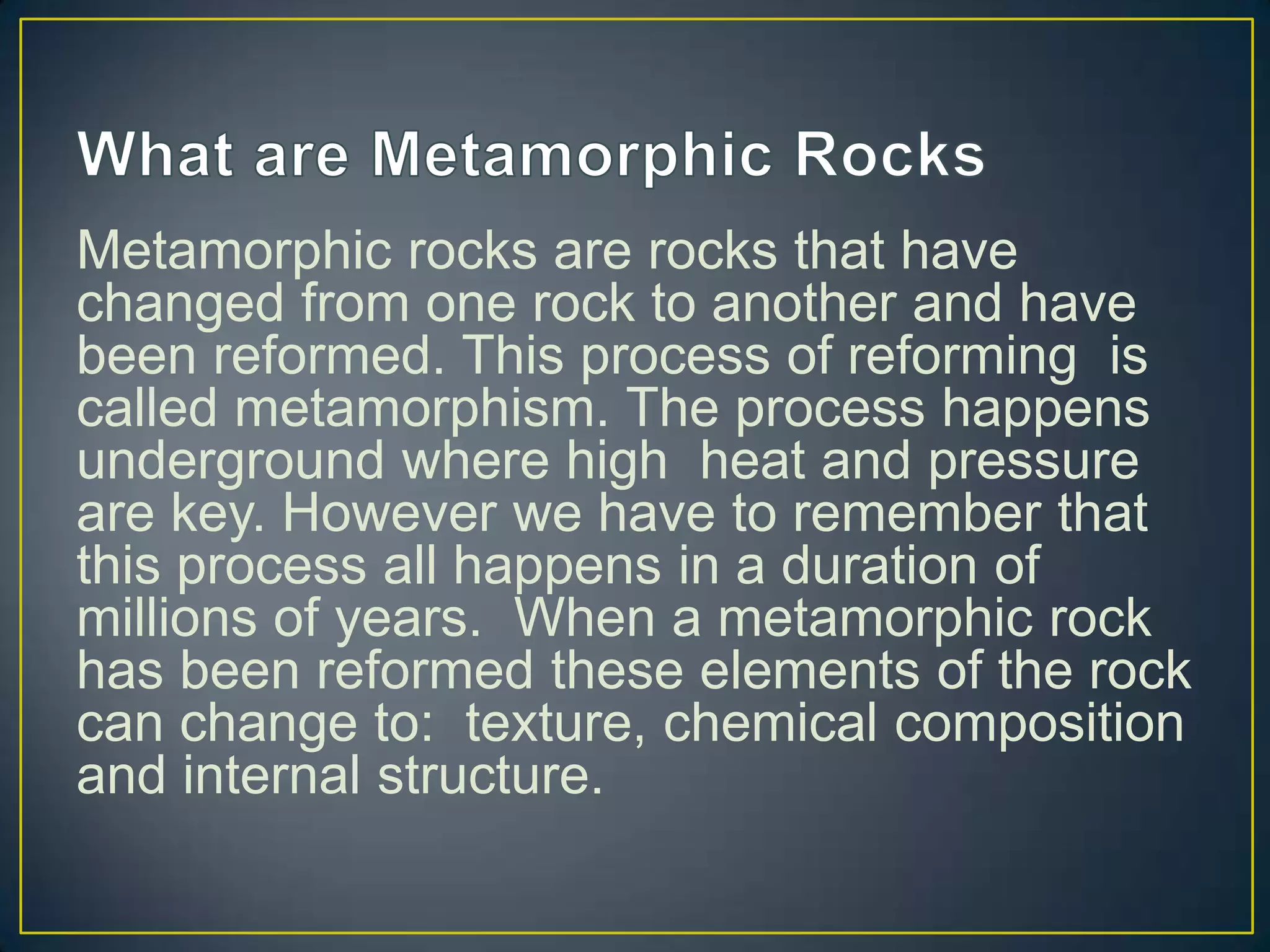 Metamorphic rocks presentation | PPTX | Geology | Science