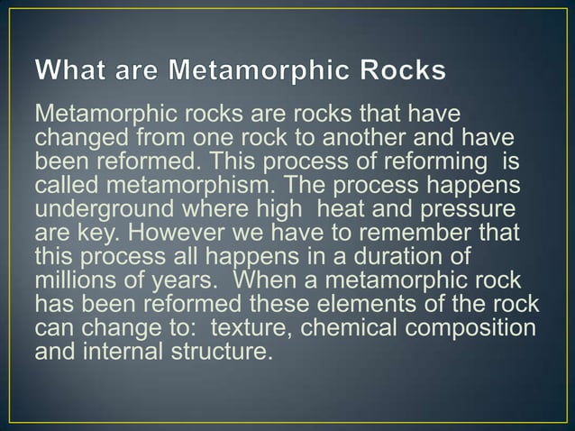 Metamorphic rocks presentation | PPTX | Geology | Science